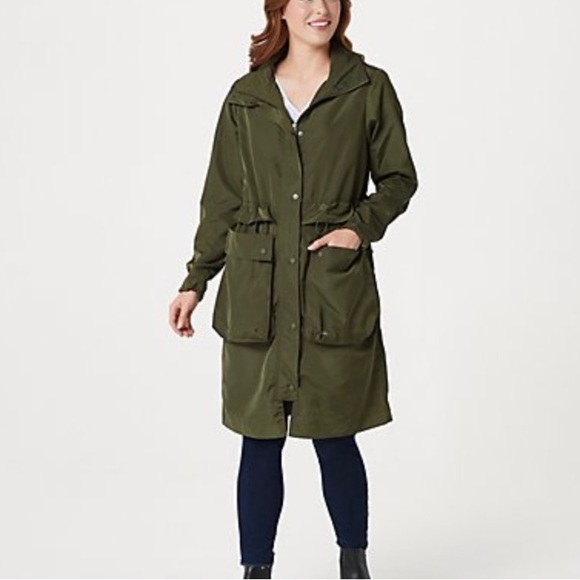 zuda | Jackets & Coats | Zuda Water Repellent Packable Coat Olive Green ...